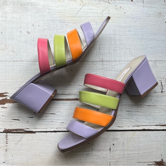Vintage | Shoes | Vintage 9s Calico Spring Pastel Strappy Square Toe ...
